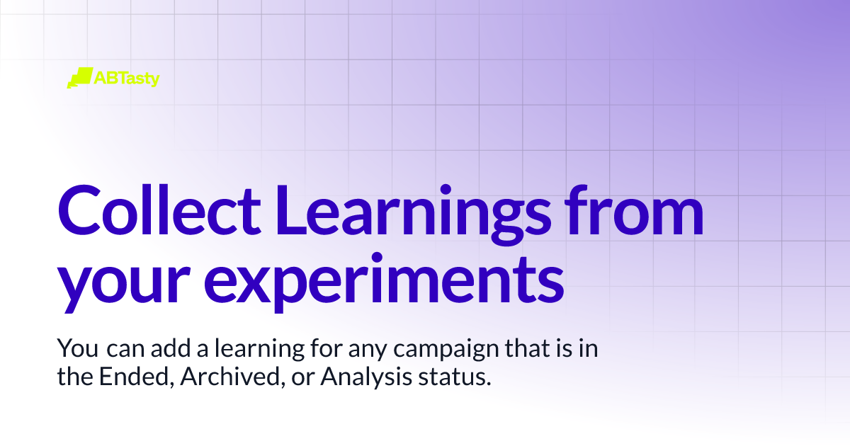 Collect Learnings from your experiments | AB Tasty Documentation